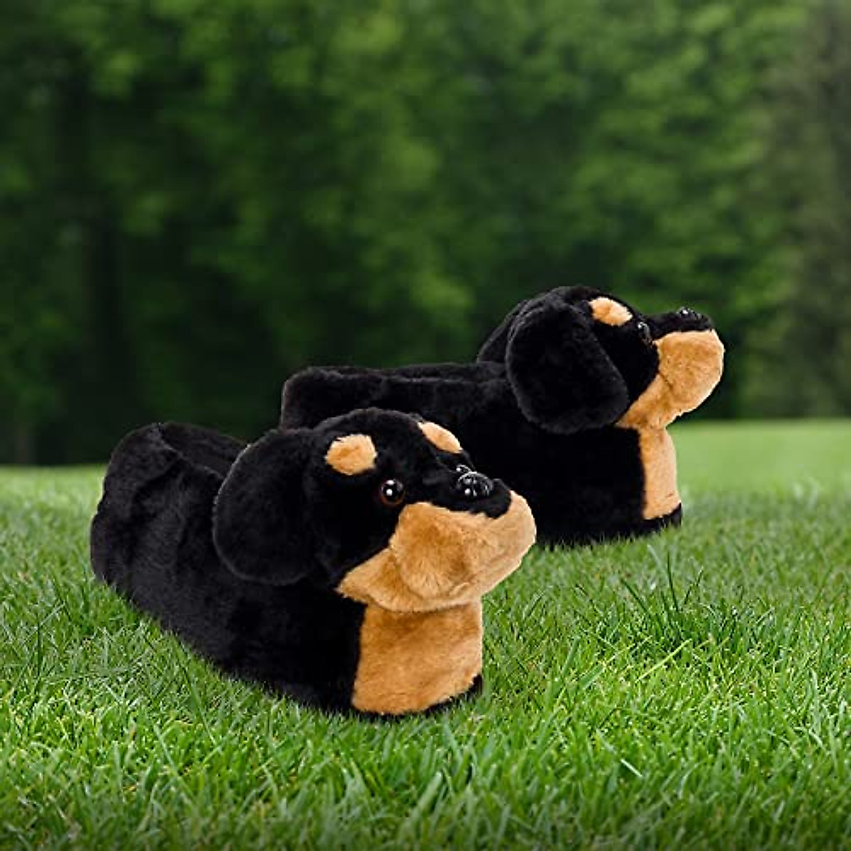 Funziez! Rottweiler Dog Slippers - Animal Slippers Novelty Costume (Black/Tan, Medium)