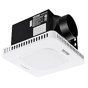 VEVOR Bathroom Exhaust Fan, 80 CFM High-Efficiency Ventilation, 1.5sones Low Noise Operation All-Copper Motor, Energy-Saving Bathroom Ceiling Fan, Attic Access Needed