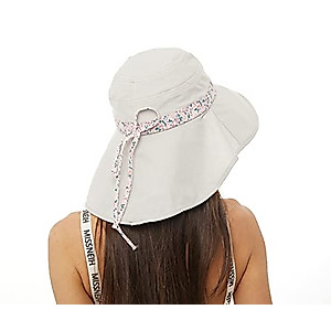 Sun Hats for Women Foldable Wide Birm Boonie Hat Adjustable UV Protection Fishing Hiking Hat with Windproof Tether Light Gray