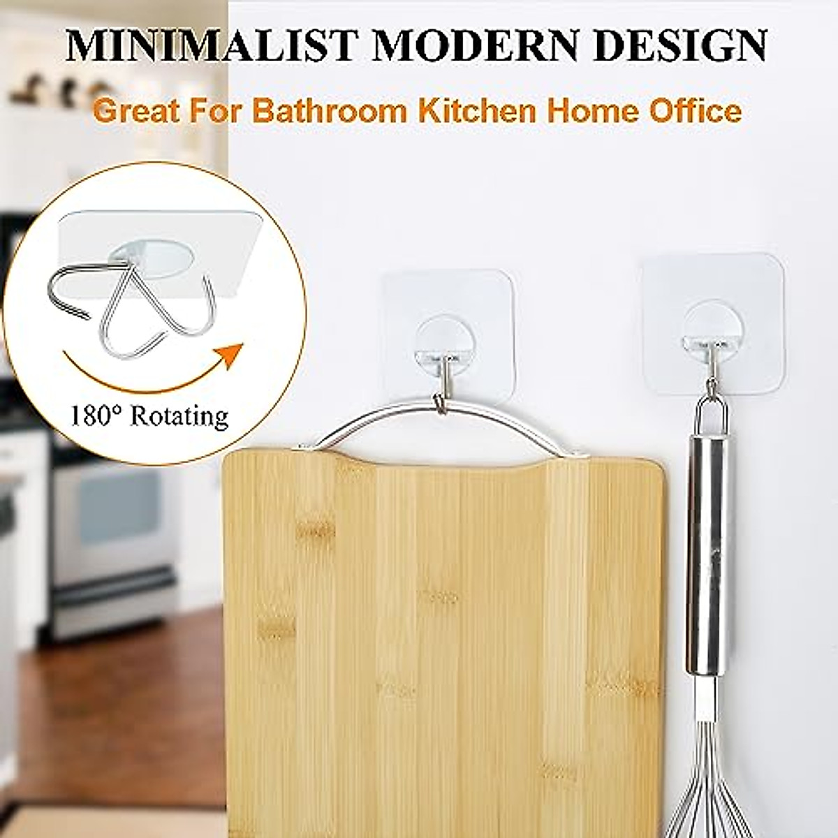 FOTYRIG Adhesive Hooks Sticky Hooks for Hanging Heavy Duty Wall Hangers Without Nails 15lb(Max) 180 Degree Rotating Seamless Stick on Wall Hooks Bathroom Kitchen Office Outdoors-20 Packs