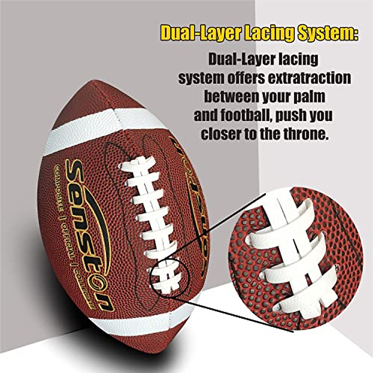 Senston Football Official Size 9/ Premium Composite Leather High School Size Football with Pump