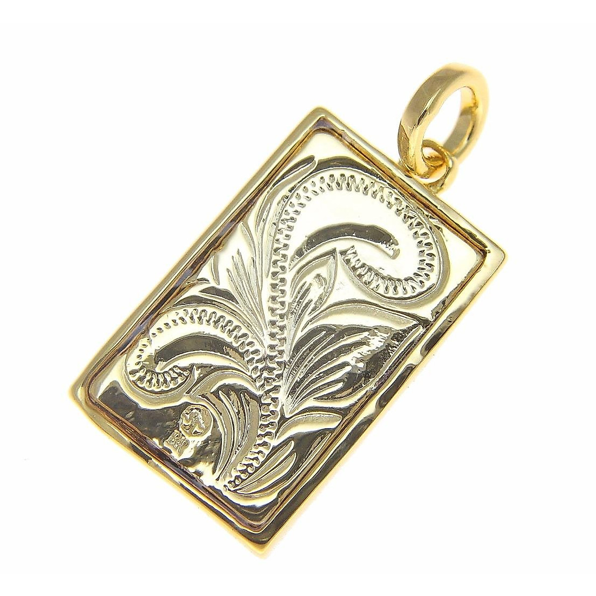 Koa Wood Hawaiian Scroll Vertical Honu Turtle Yellow Gold Plated Brass Reversible Pendant