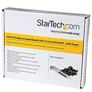StarTech.com 4 Port PCI Express USB 3.0 Card - 3 External and 1 Internal - Native OS Support in Windows 8 and 7 - Standard and Low-Profile (PEXUSB3S42)