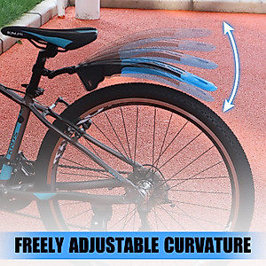 MAKELEN Bike Fender Set Mudguard Set Front and Rear 2 Parts-Universal Full Cover Thicken Widen Bicycle Adjustable Bike Fender Mud Guard Mudflap for MTB Road Bike Mountain Bike Black&amp;Blue