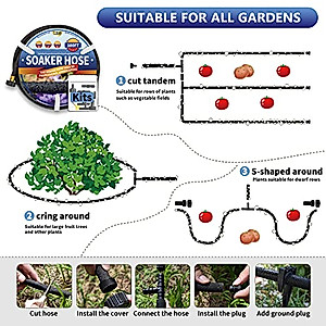 Soaker Hose 100 FT for Garden Beds, 1/2’’ Diameter Heavy Duty Soaker Hoses 100 FT for Garden Beds To Save 70% Water, 100 FT Drip Soaker Hose for Vegetable Beds (100 FEET)