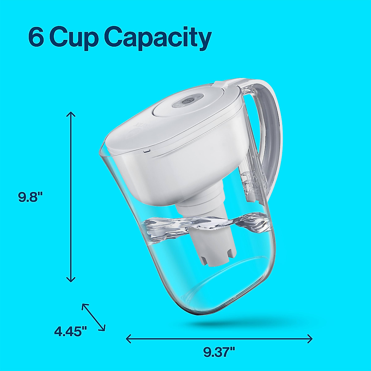 Brita Water Filter Pitcher for Tap and Drinking Water with 1 Standard Filter, Lasts 2 Months, 6-Cup Capacity, BPA Free, White