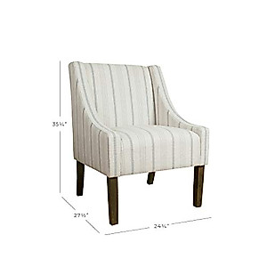 HomePop Modern Swoop Arm Accent Chair, Dove Grey Stripes