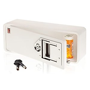 MEDICINE RX SAFE Medicine Safe-Barrel Key Lockbox, White