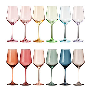 Make Your Own Set Wine Glass SINGLE, Colorful Yellow Colored Large 12 oz Glass, Unique Italian Style Tall for White & Red Wine, Gifts for Mothers Day Gift, Set of 1 Beautiful Glassware (Yellow)