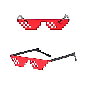 HSSUNSINE 10 Pack Thug Life Sunglasses 8 Bit Pixel Mosaic Glasses Photo Props Unisex Sunglasses for Men Women (10 pack colored mixed)