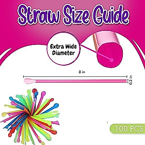 Concession Essentials 200 Count 6oz Snow Cone Cups with 200 8" Neon Spoon Straws