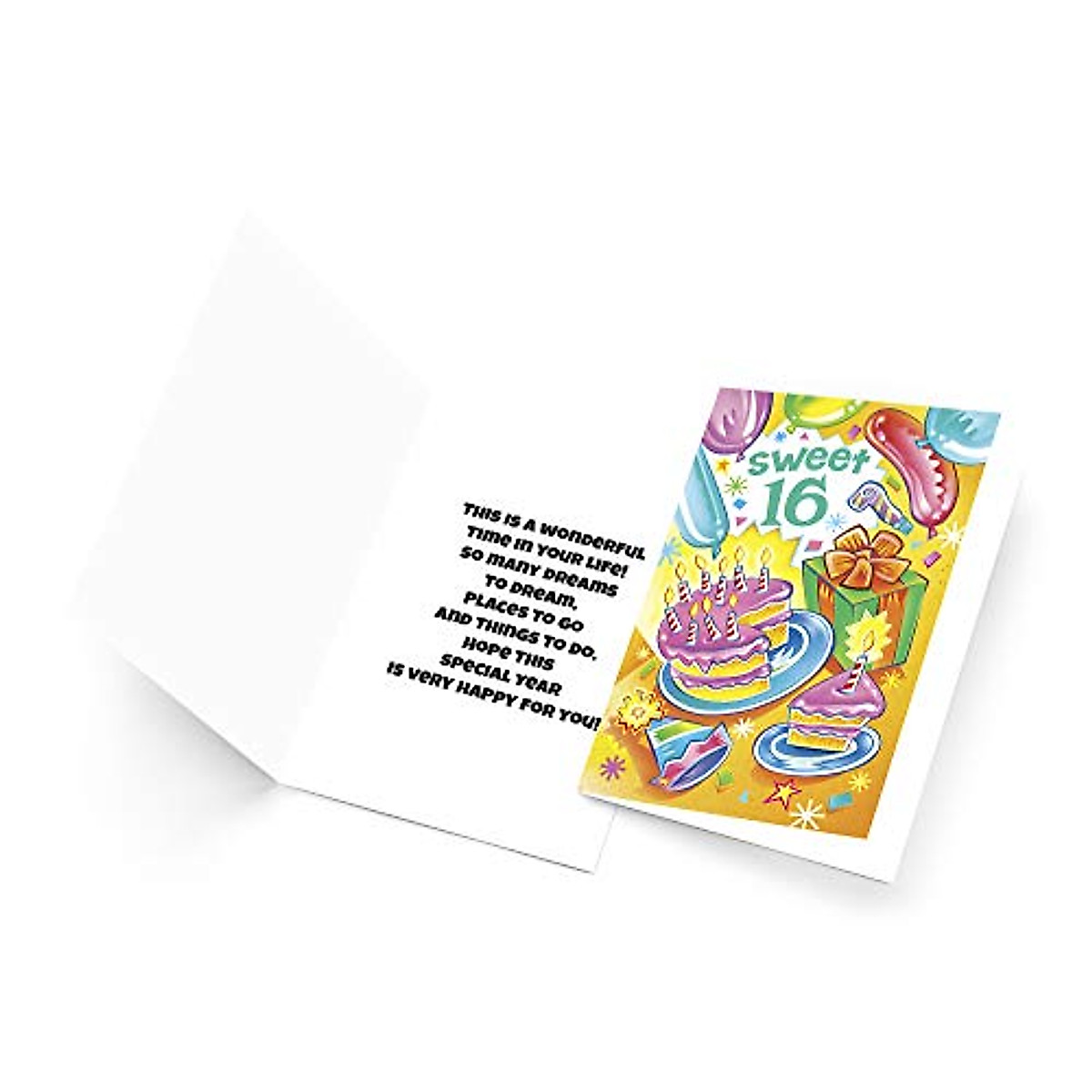 Happy Sweet 16 Birthday Card | Made in America | Eco-Friendly | Thick Card Stock with Premium Envelope 5in x 7.75in | Packaged in Protective Mailer | Prime Greetings