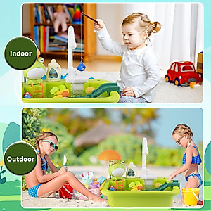 Farafox Play Sink with Running Water, Kitchen Sink Toys with Automatic Water Cycle System,Kids Kitchen Role Play Dishwasher Toys/Play Kitchen Toy Accessories for Boys Girls