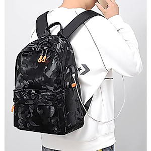 Black BackPack for Boys and Men, 15.6 Inch Laptop BackPack College Students School Bookbag with USB (Camo)