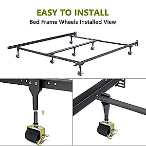 IRENPORU 6 PCS Bed Frame Wheels,Bed Rollers,Bed Casters,Heavy Duty Locking Metal Casters for Bed Replacement Parts, for Bed Frame Socket,Furniture