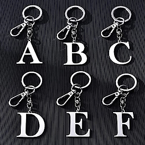 Hongeely Initial Letter Key chain Silver for Men Women Bright 304 Stainless Steel Alphabet Keychain Ring for Girls Boys (Silver letter A)