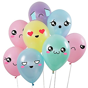 Kawaii Balloons by Lunaborne - 50 Pack,12 Inch Pastel Latex Balloons - Cute Japanese-Style Party Balloons, Anime Themed Birthday Parties Decorations