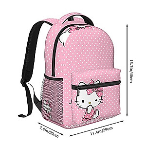 SOREC Wink Hello Cat Kitty Travel Backpack Lightweight Large Capacity Backpack Laptop Backpack For Women Pink Kawaii Kitty Daypack