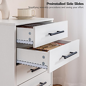 HOOBRO 7-Drawer Chest, File Cabinet, Wooden File Cabinet, Office Cabinet with Drawers, Storage Cabinet, for Home Office, Study, Easy Assembly, White WT07WJ01