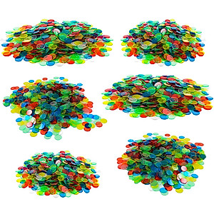 Regal Bingo Plastic Bingo Chips 3000 Pcs - Clear Transparent Counters Game Chips Set for Board Game - Fun Bingo Night - 3/4 Inch Assorted Colors