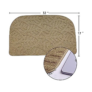 TOONOW Indoor Doormats Front Door Mat,32 "x17, Low-Profile Machine Washable Kitchen Rug, Absorbent Mud Half Round Entrance Mat for Outdoors, Entryway, Patio, Bedroom, Beige