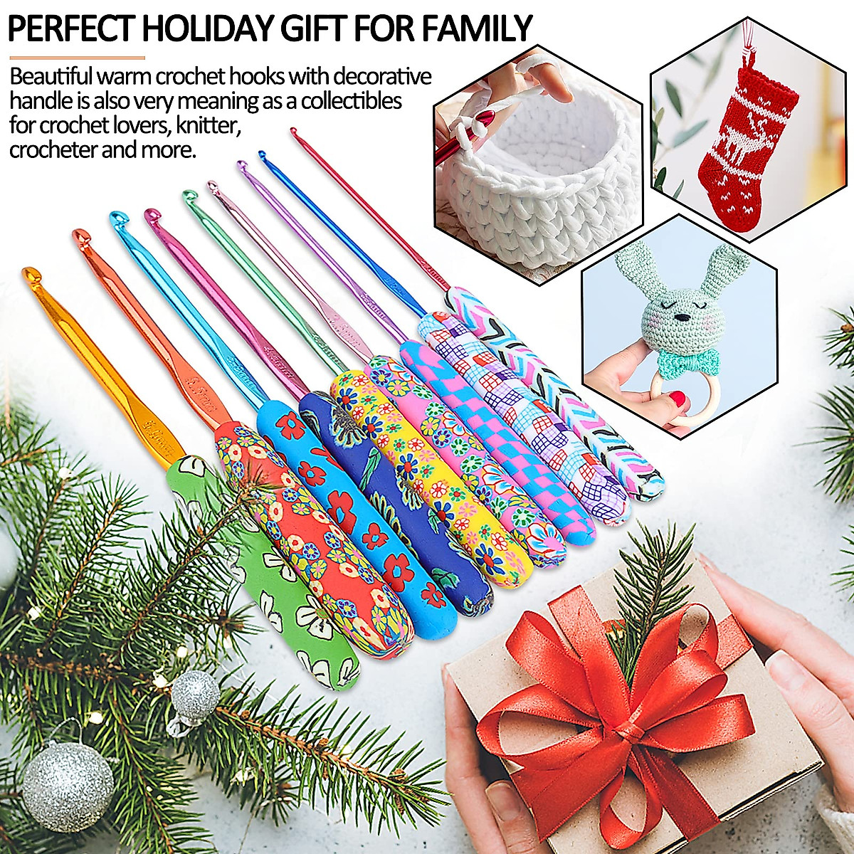 Coopay Warm Crochet Hooks for Grandmother, Art Aluminum Soft Grip Crochet Needles for Crocheting, Knitting Hook for Crochet Yarn Craft - Premium Knitting & Crochet Supplies