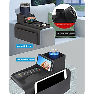 Silicone Couch Cup Holder, VIENFUT Anti-Spill Anti-Slip Sofa Armrest Tray BPA-Free, Dirt-Resistant Silicone Couch Arm Tray for Remote, Snacks, Cellphone and iPad, Gift for Family, Friend (Black)