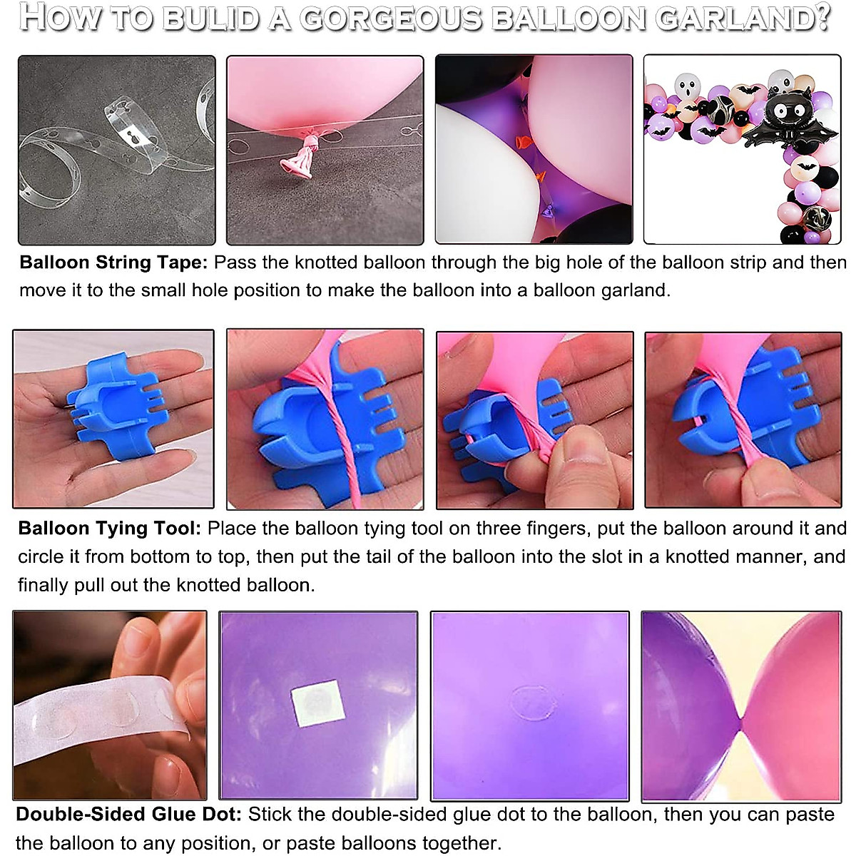 HPWF Halloween Baby Shower Decorations for Girl, Pink Purple Black Halloween Balloon Garland Arch Kit, Bat Foil Balloons, Bats Wall Stickers for Halloween Witch Party Decorations Baby Shower …