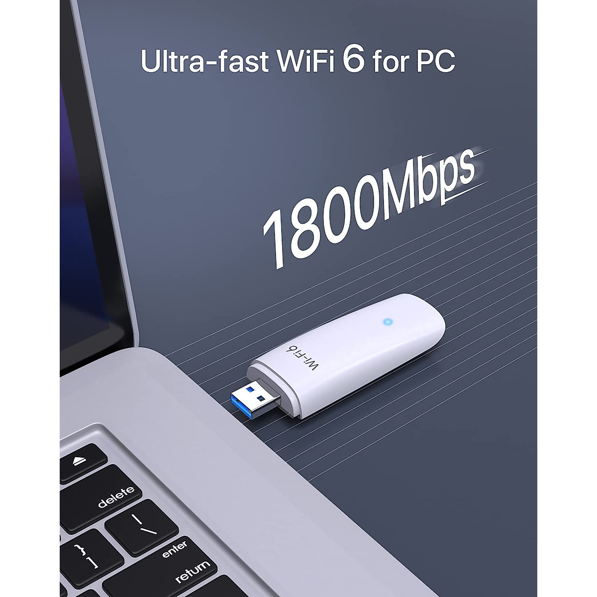 BrosTrend WiFi 6 AX1800 USB WiFi Adapter Dual Band WiFi Dongle Supports Windows 11/10 ONLY and 1200Mbps USB WiFi Network Adapter for Laptop, Desktop PC of Windows 11/10/8/7