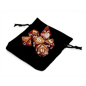 Wiz Dice 7 Die Polyhedral Dice Set - Copper Sands (Brown Glitter) with Velvet Pouch