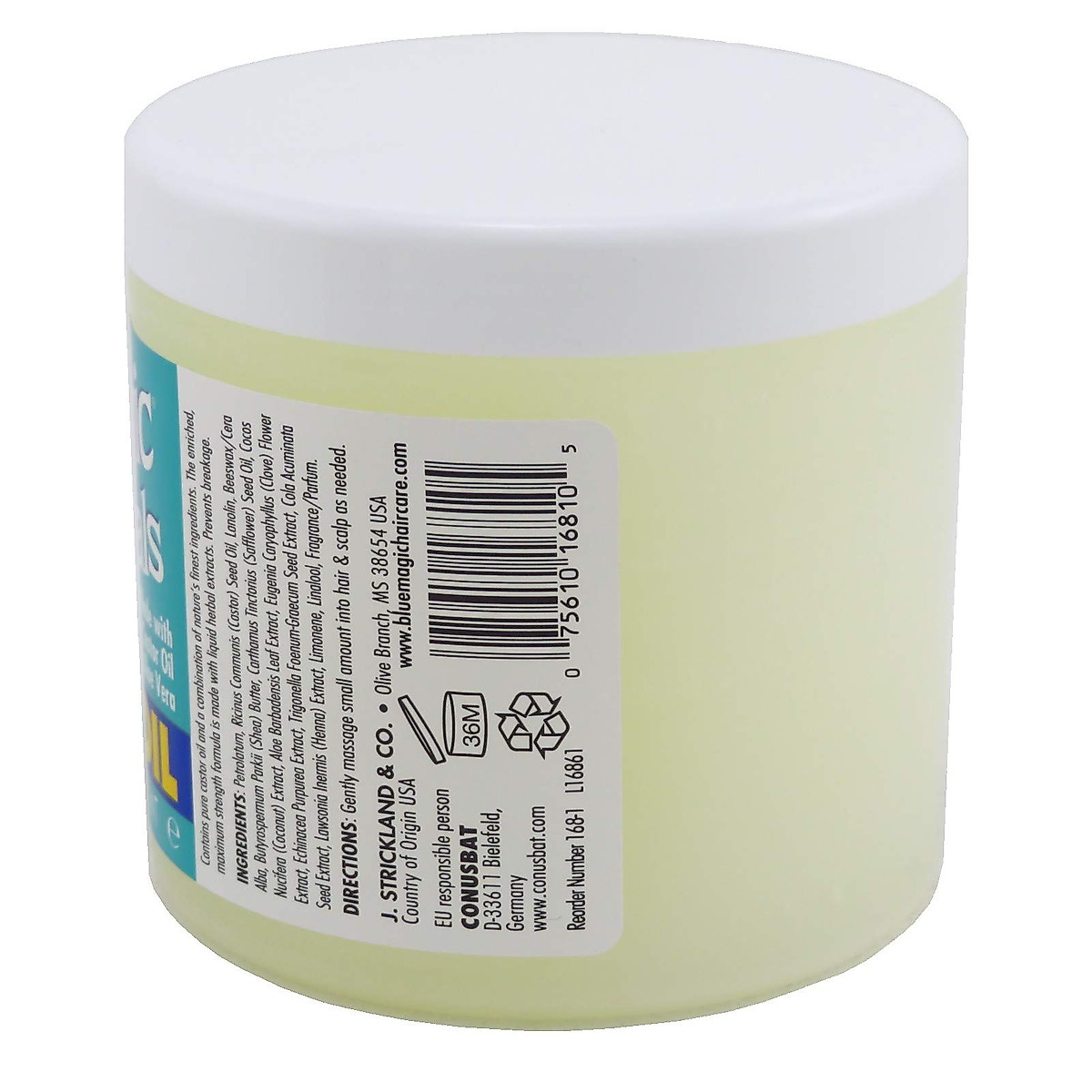 Blue Magic Organics Castor Oil 12 Ounce Jar (354ml) (3 Pack)