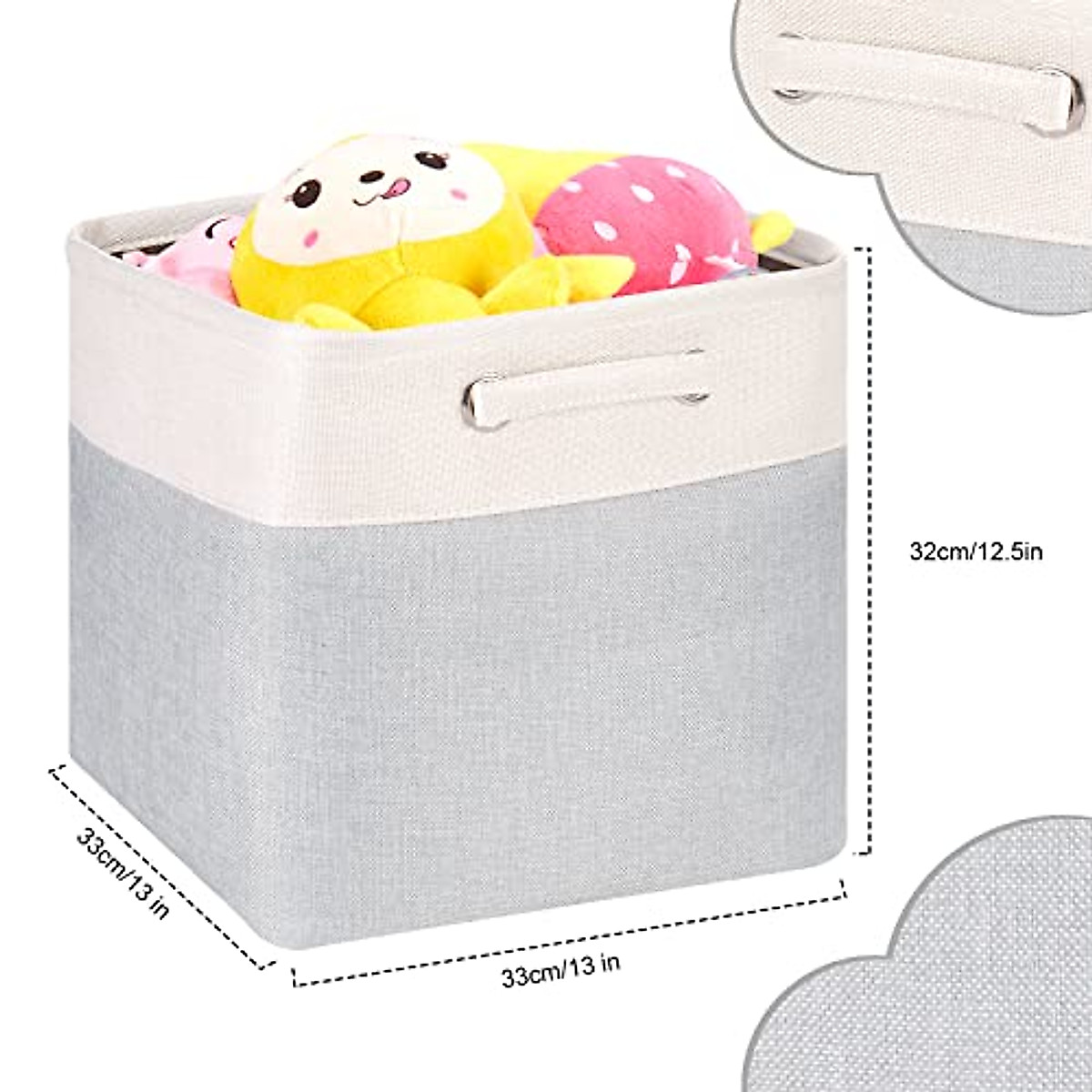 Fabric Cube Storage Boxes Foldable Storage Bins Earth-Green and Beige Patchwork Storage Baskets Cube Storage Bins with Handle Cubes Inserts Storage for Home and Office Supplies 13x13x13 cube organizer bin 3 Pcs/Pack