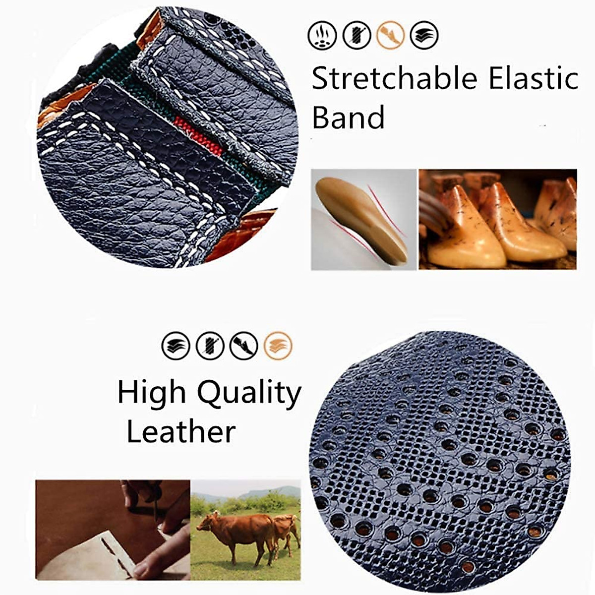 Asifn Mens Leather Driving Loafer Lightweight Slip-on Breathable Walking Boat Shoes Flat Slippers Outdoor Moccasin 9-9.5 Brown