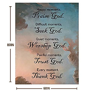 WISH TREE Christian Gifts for Women Sherpa Throw Blanket, Religious Get Well Soon Gifts for Women & Men with Inspirational Healing Thoughts & Warm Hugs, 60x80 Inches