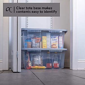 CX BLACK & YELLOW®, 15-Gallon Heavy Duty Clear Storage Container & Snap-Tight Lid, (12”H x 17.2”W x 25.7”D), Weather-Resistant, Stackable, See-Through Organization Tote [5 Pack]