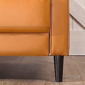 ZINUS Benton Faux Leather Sofa Couch, Easy, Tool-Free Assembly, Cognac