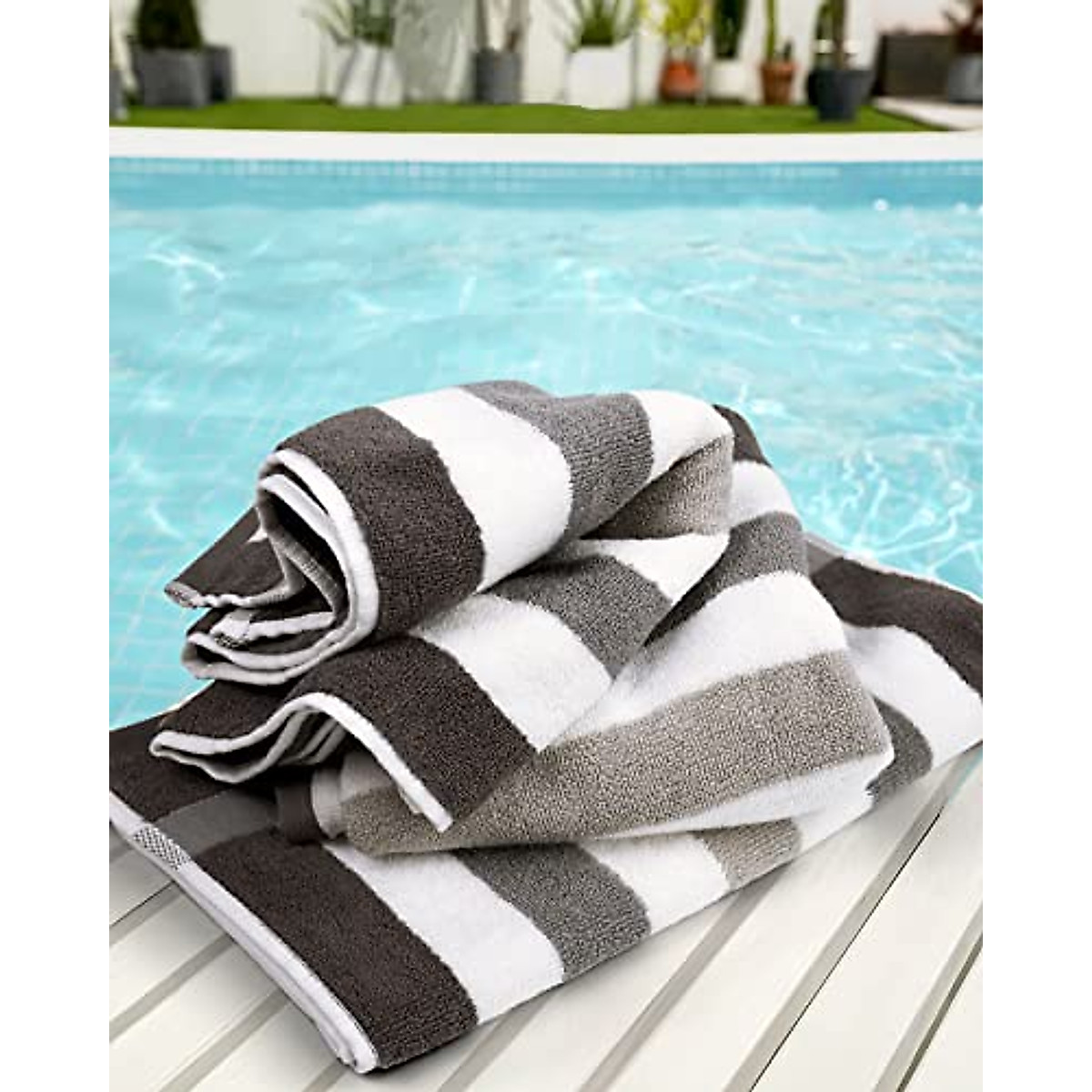 Jacquotha Quick Dry and Absorbent Hand Towels for Bathroom, Striped Hand Towel Set of 4 (Dark Grey & Light Grey 29” x 13”), Lightweight and Durable, 410 GSM