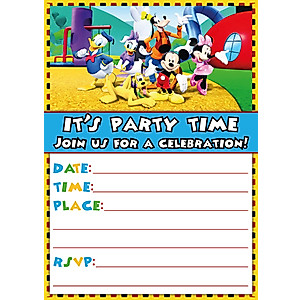 Set of 20 Mick Mous-Themed Happy Birthday Invitation Cards & Envelopes - Lightweight (240g), Postcard Style Invites for the Perfect Party Pack