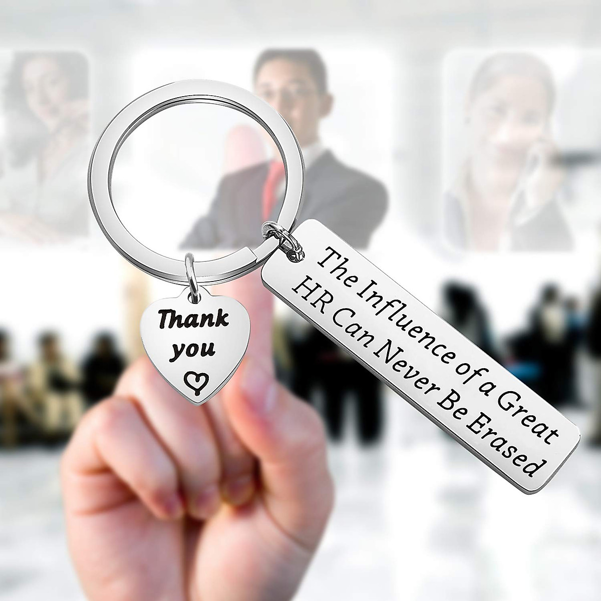 FEELMEM HR Gift The Influence of a Great HR Can Never Be Erased Keychain HR Director Jewelry Thank You Gift for HR Manager Coworker Gift Human Resources Jewelry (HR)