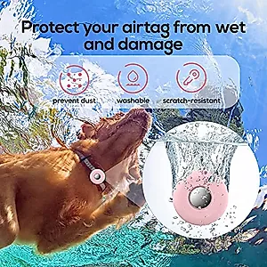 Odnaey Airtag Dog Cat Collar Holder 2 Pack Silicone Pet Collar Case Apple Airtags, Screen Protectors 4 Pcs Used Anti-Lost Case Compatible Cat Dog Collars Loop & Backpack Accessories, M-Black Blue