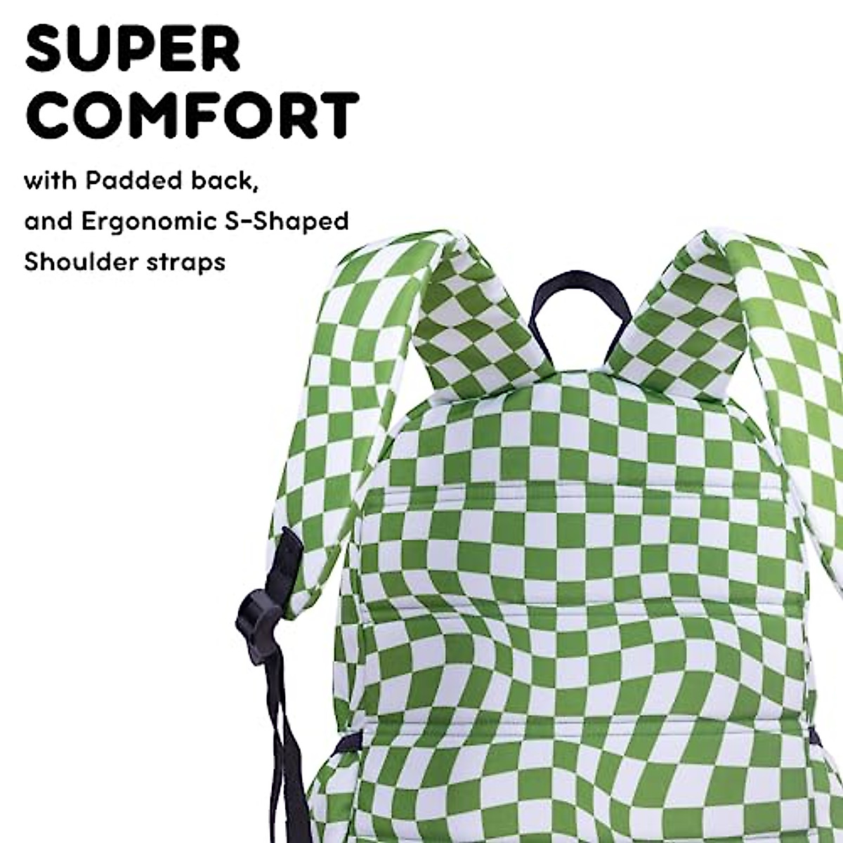 J World New York Oz School Backpack for Girls Boys. Cute Kids Bookbag, Matcha Checkers, One Size