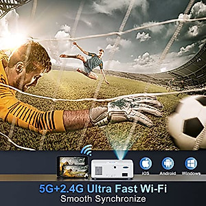 5G WiFi Bluetooth Native 1080P Projector, 9800LM HD Movie Projector, Pericat 250'' Display Viedo Projector 4K Support, Portable Outdoor Projector for TV Stick, Phone, Mac