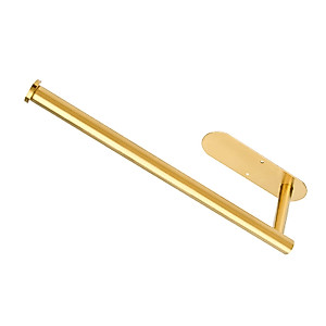 Snailhouse Paper Towel Holder, Stainless Steel Wall Mount Paper Towel Holder Under Cabinet Counter, Both Available in Adhesive and Screws, Gold