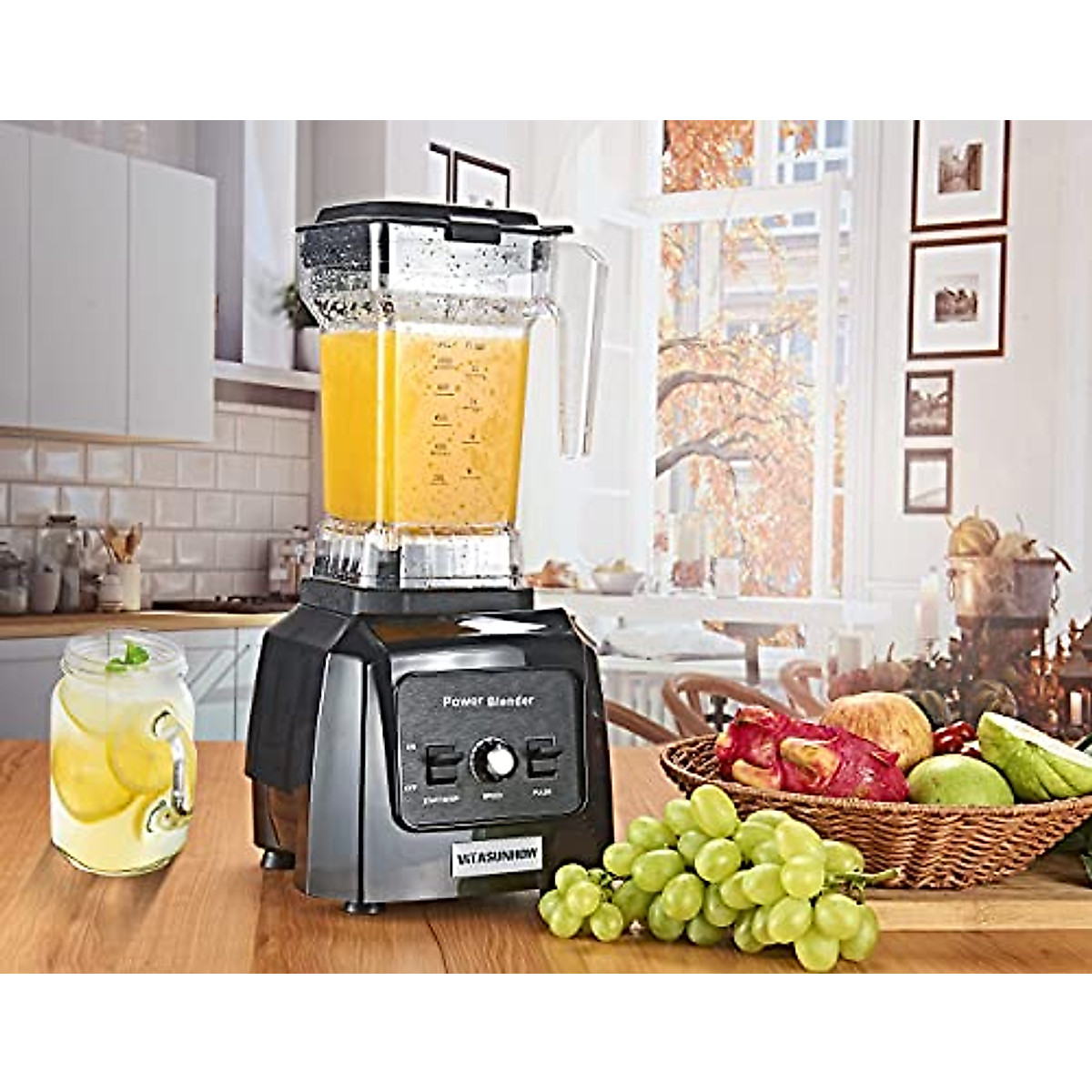 VITASUNHOW Professional Blenders with 1300-Watt Motor & 11 Speeds Control, High Speed Blender for Puree, Ice Crush, Shakes and Smoothies,Black