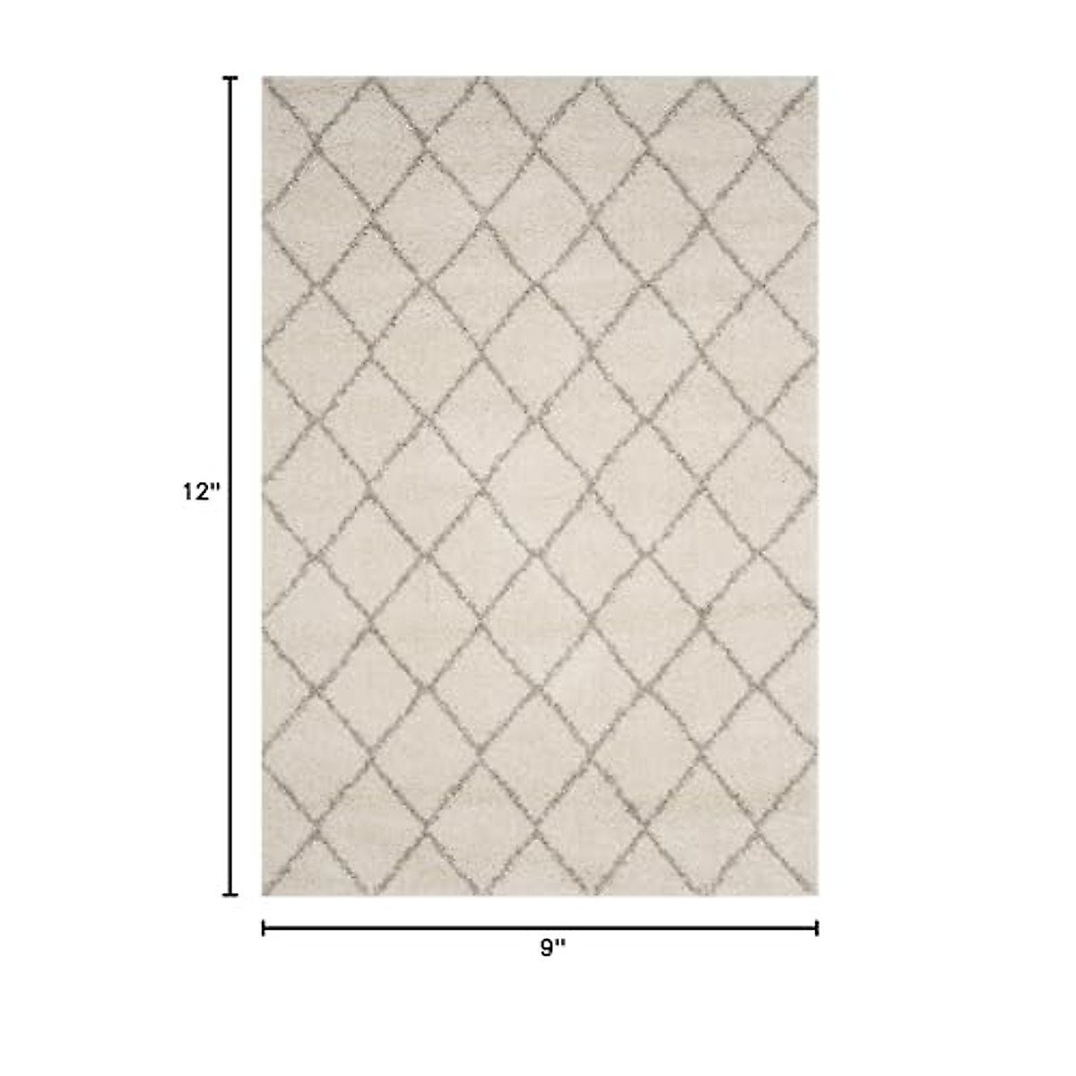 SAFAVIEH Arizona Shag Collection Area Rug - 9' x 12', Ivory & Beige, Diamond Trellis Design, Non-Shedding & Easy Care, 1.6-inch Thick Ideal for High Traffic Areas in Living Room, Bedroom (ASG742A)