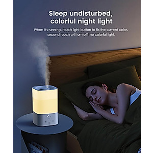 Pharata Humidifiers for Bedroom Baby, 3.5L Top Fill Air Humidifiers for Home, Ultrasonic Cool Mist Humidifiers for Large Room Indoor Plants Nursery, Night Light, White