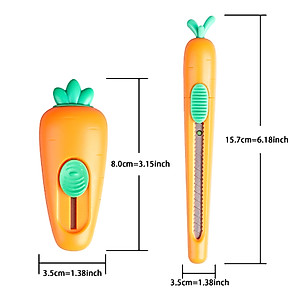 JZHBEI 3 Pack Utility Knives, Box Cutters Retractable, Mini Portable Carrot Style Box Cutter Blades, Auto Retracts to Lock Slides Open Blade, for Cartons, Cardboard, Boxes Cutting, and DIY Crafts