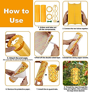 Sancodee 4 Pcs Wasp Trap Outdoor Hanging, Insect Catcher for Wasps and Carpenter Bees, Bee Killer Sticky Bug Boards Yellow Jacket Trap with Bait Reservoir, Non-Toxic Reusable Wasp Hornet Trap (Orange)