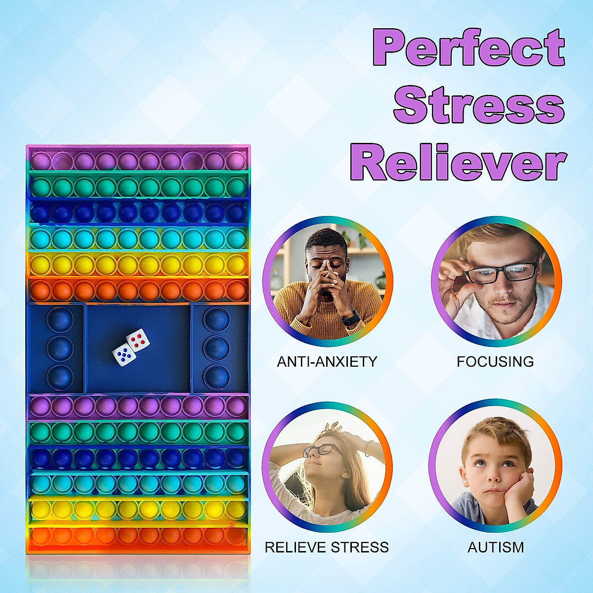 Pop Fidget Toys Pop It Games Rainbow Squishy Bubble Sensory Chess Board Game