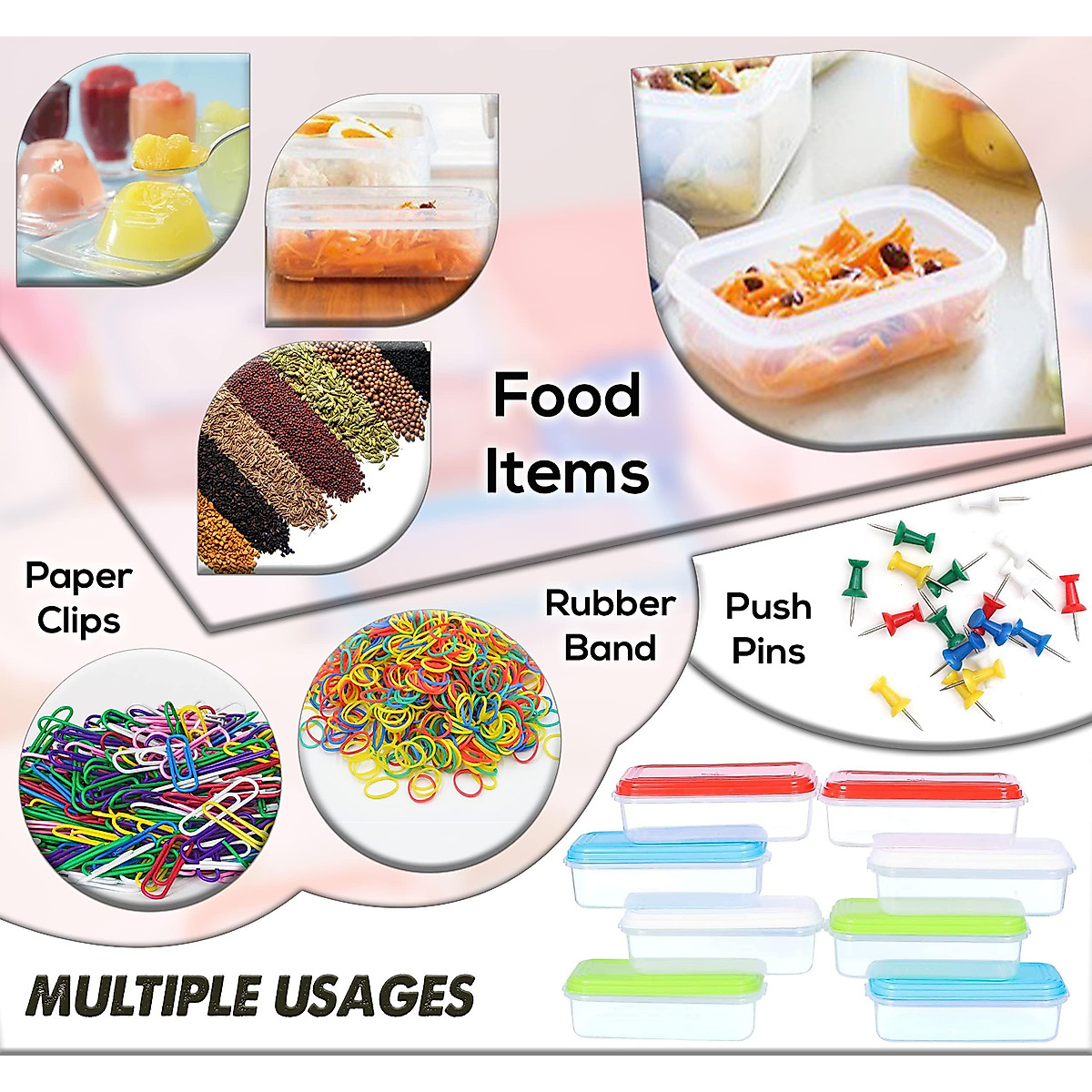 ARSUK 8 Pack Baby Food Storage Containers (8.5oz/250ml) - Small Plastic Containers with Lids for Freezer - Microwavable, Dishwasher Safe & BPA Free